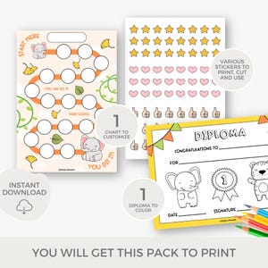 Reward Chart for Kids, Reward Sticker Chart, Bedtime Reward Chart ...