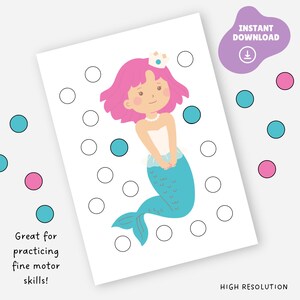 Do a Dot Printable, Mermaid Dot Marker Pages, Easy Kids Coloring Pages ...