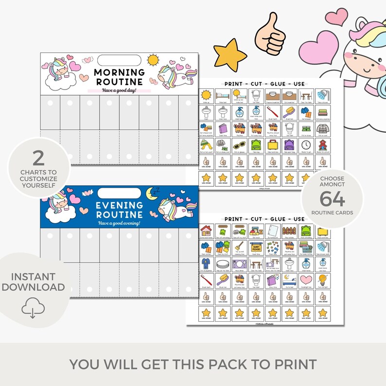 Morning and Bedtime Routine Flip Chart, Routine Chart for Toddlers ...