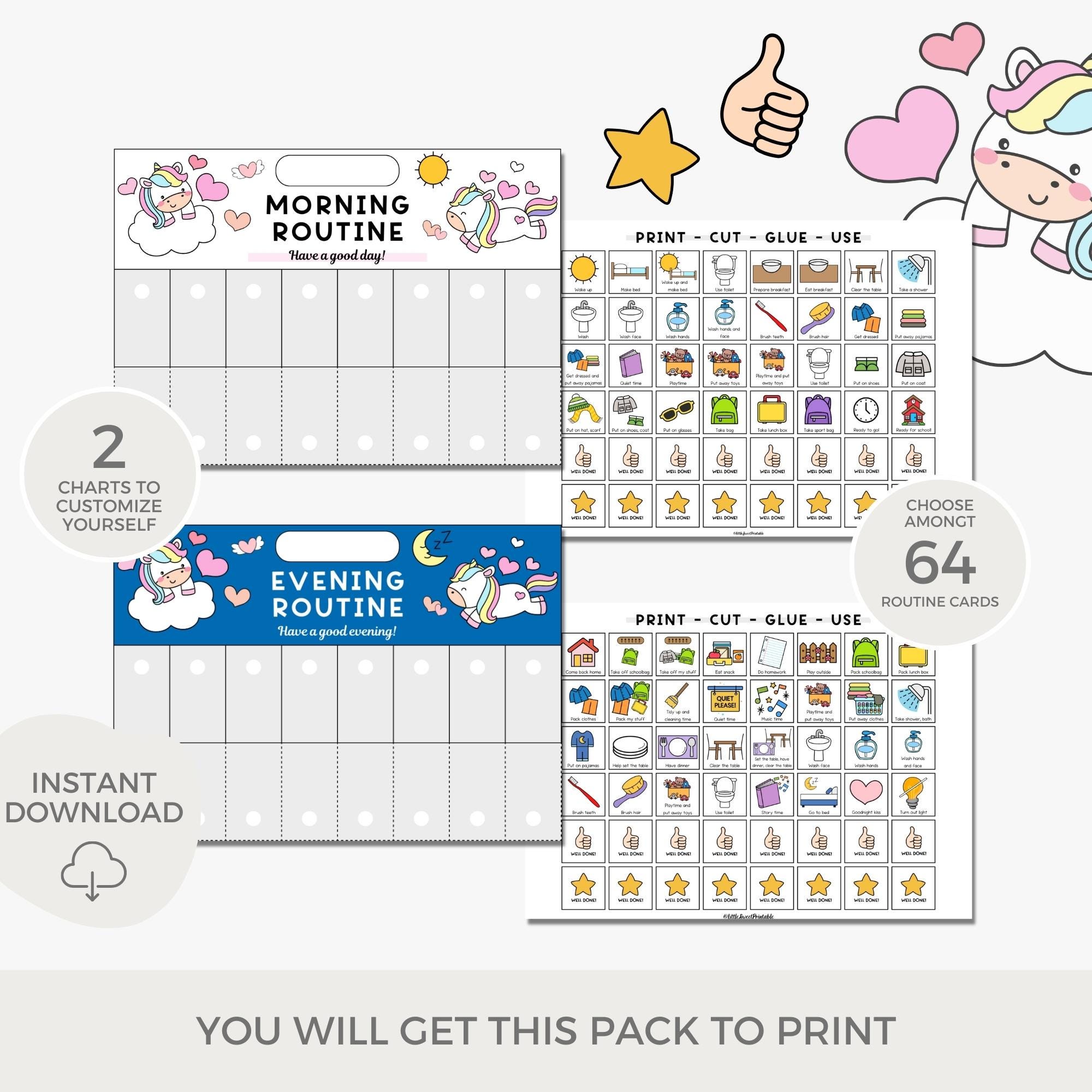 Morning and Bedtime Routine Flip Chart, Routine Chart for Toddlers ...