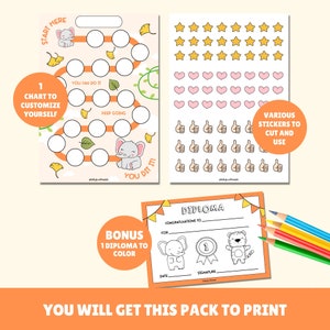 Reward Chart for Kids, Reward Sticker Chart, Bedtime Reward Chart ...