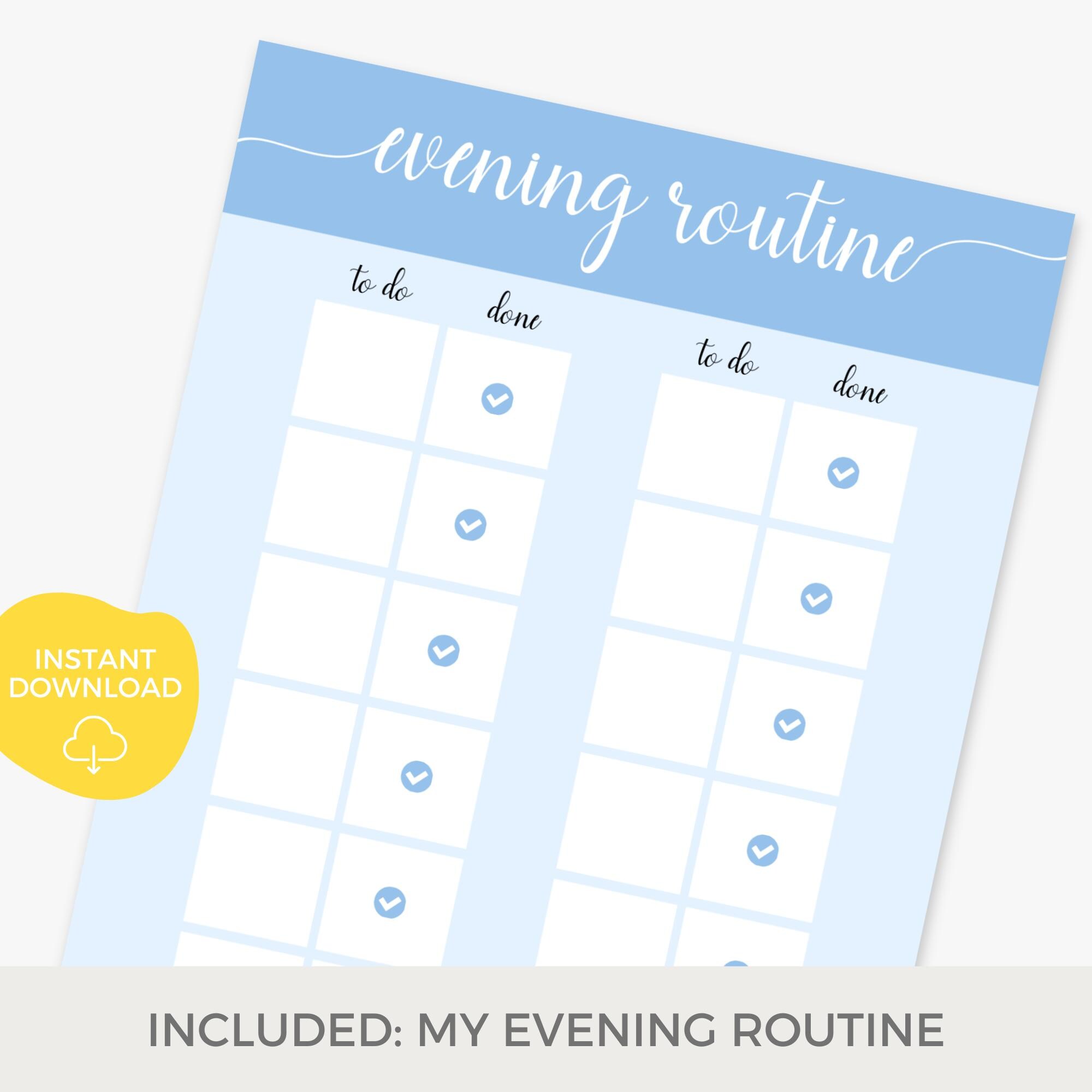 Morning and Evening Routine Chart, Routine Chart for Kids, Daily ...