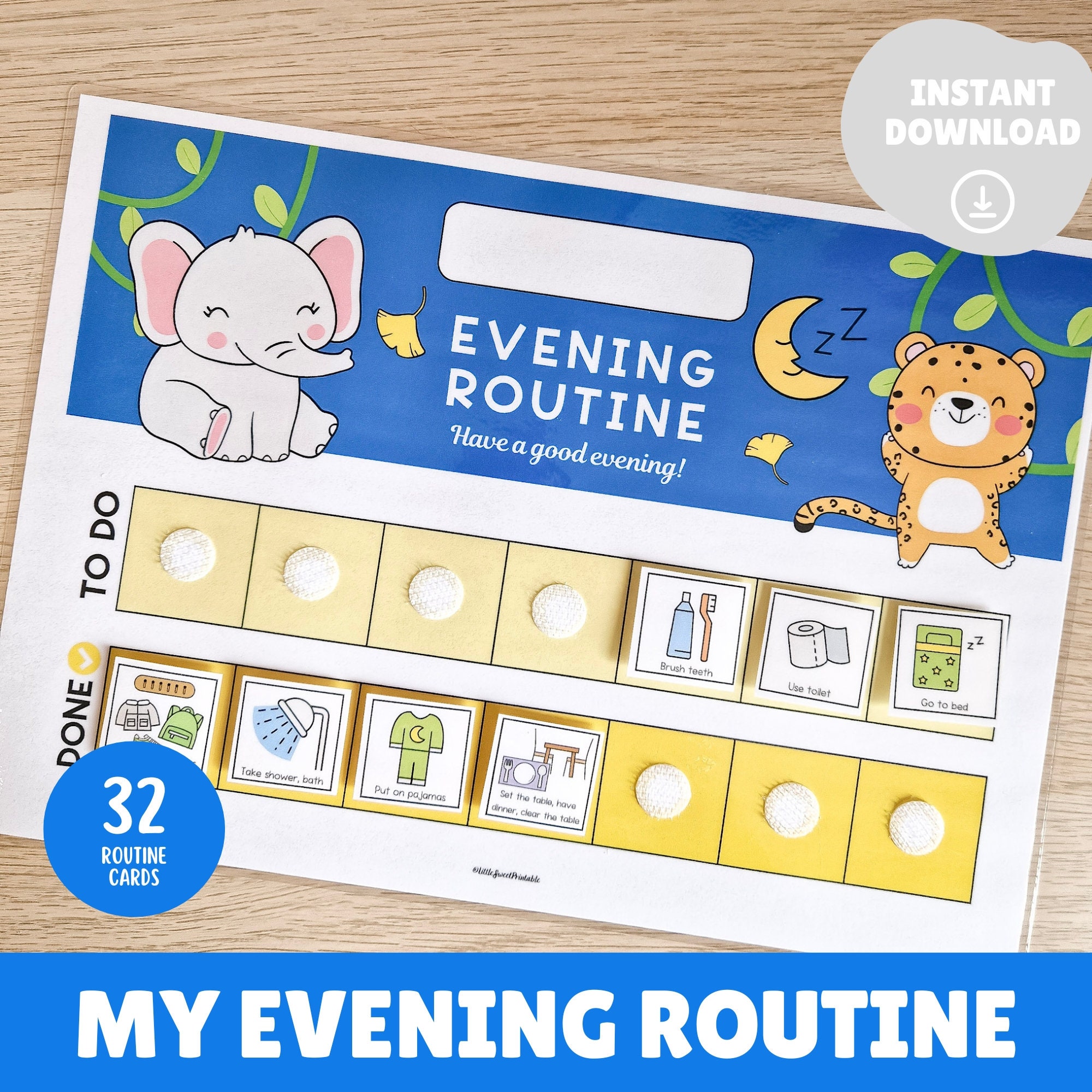 Bedtime Routine Chart, Visual Schedule for Kids, Toddler Routine ...