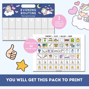 Bedtime Flip Chart Routine Printable Visual Schedule Kids Toddler Daily ...