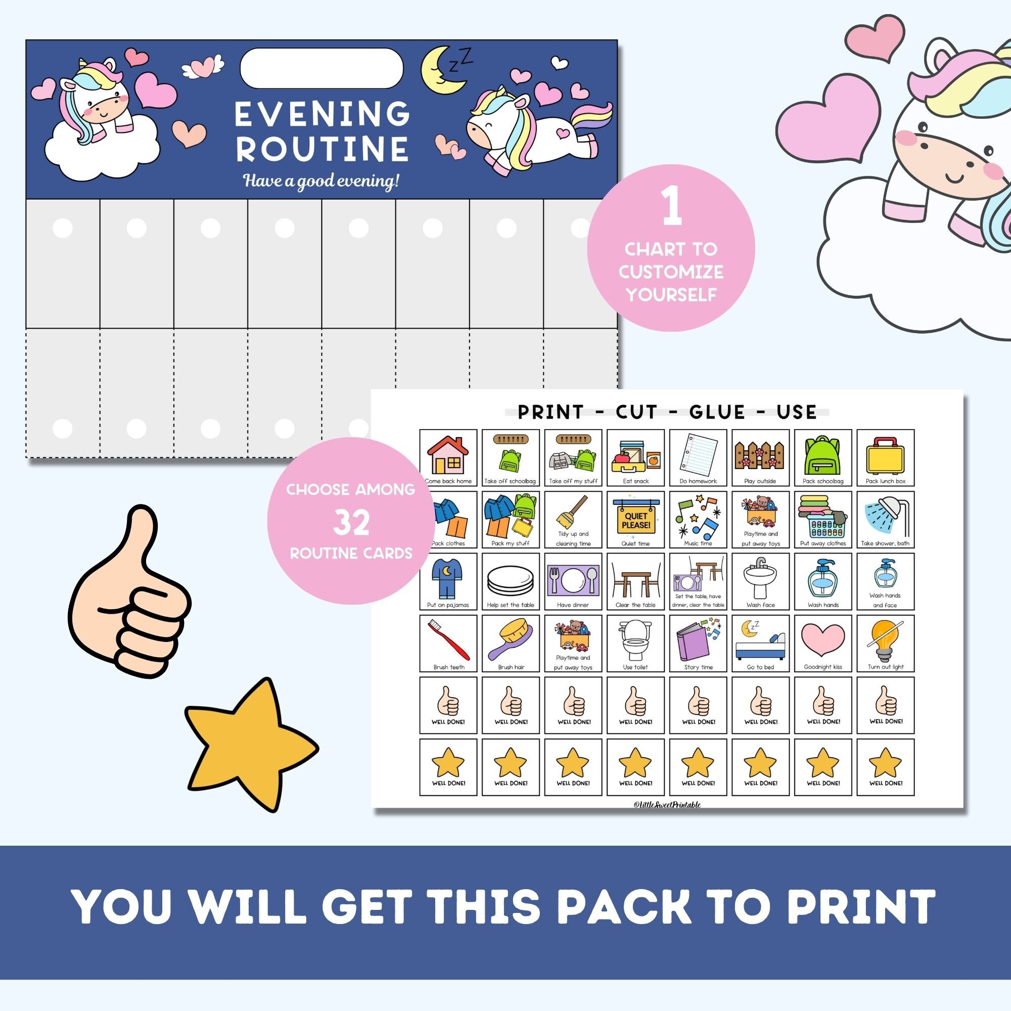 Bedtime Flip Chart Routine Printable Visual Schedule Kids Toddler Daily ...