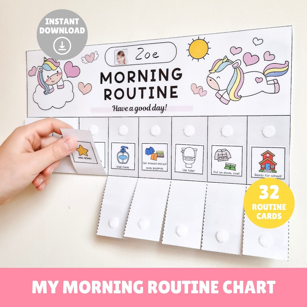 Morning Routine Printable for Kids Routine Chart for Toddler Tracker ...