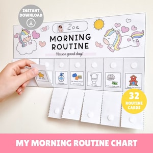Morning Routine Printable for Kids Routine Chart for Toddler Tracker ...