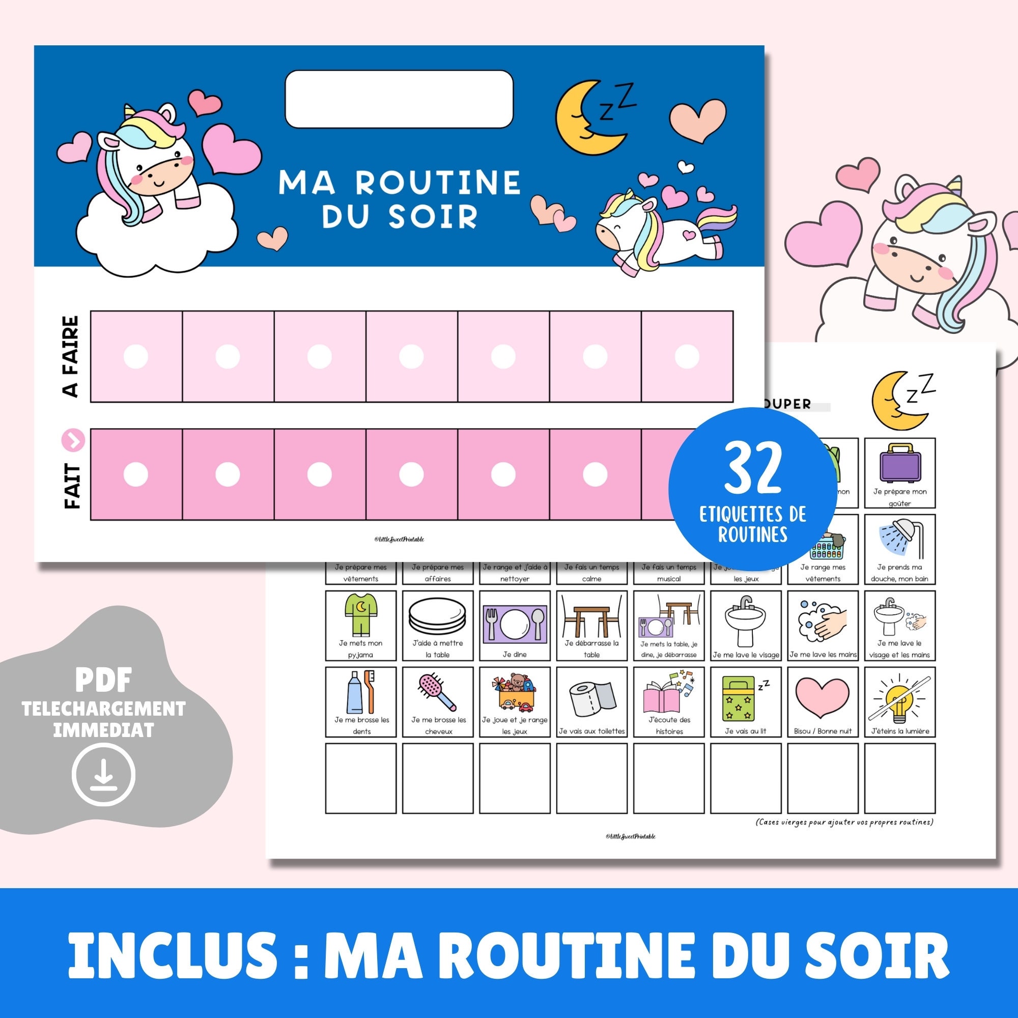 Morning and Bedtime Routine Chart, Routine Chart for Kids, Daily ...