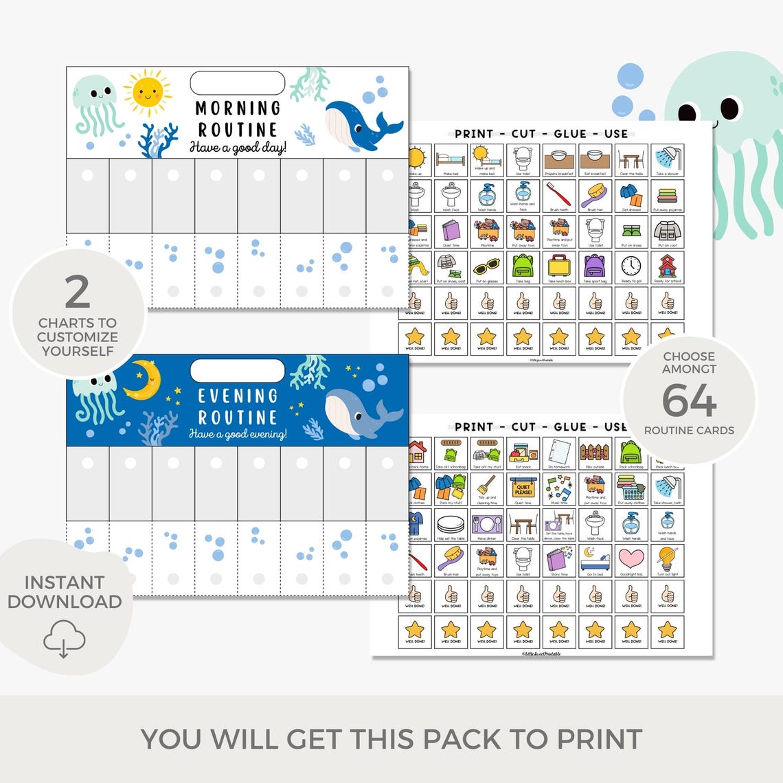 Morning Routine Chart for Kids, Bedtime Routine Flip Chart, Daily ...