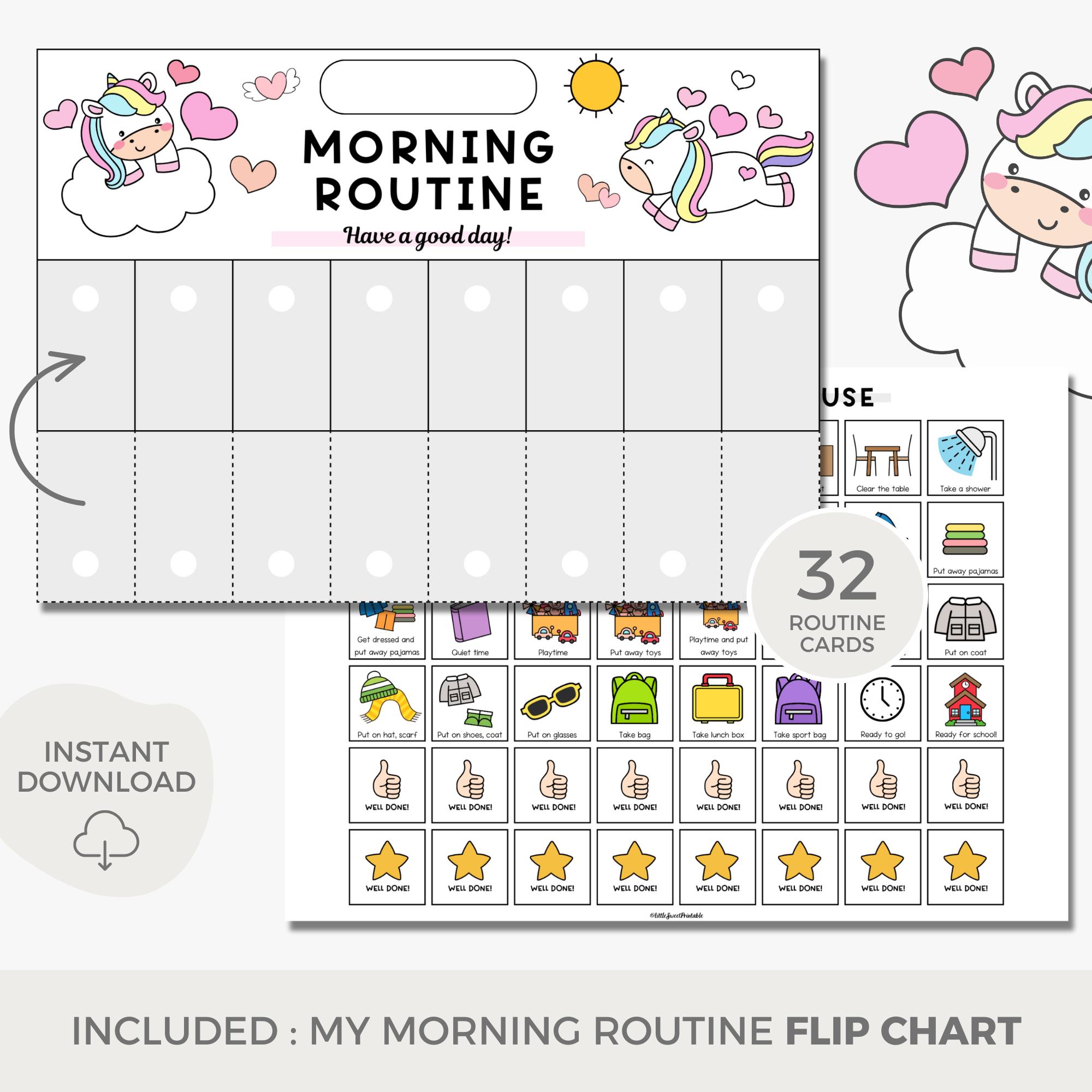 Morning and Bedtime Routine Flip Chart, Routine Chart for Toddlers ...
