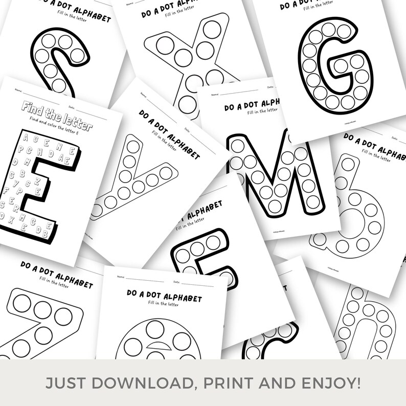 Do a Dot Alphabet Worksheets, Do a Dot Letters Worksheets, Kid ...