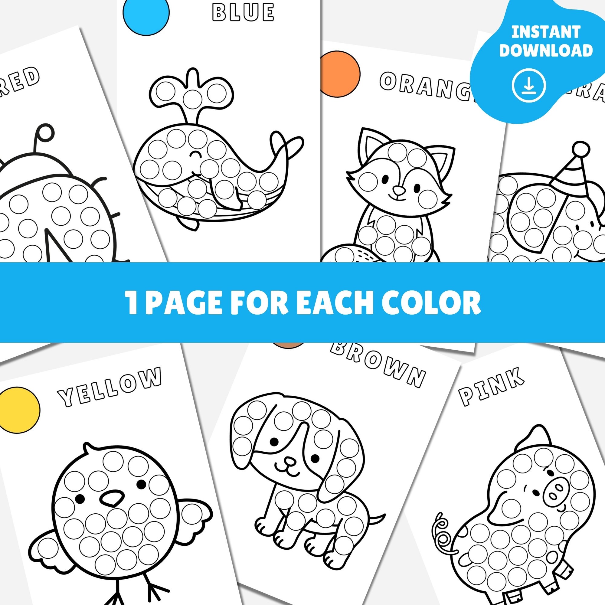 Do a Dot Printable, Animals Dot Marker Printable Pages, Easy Coloring ...