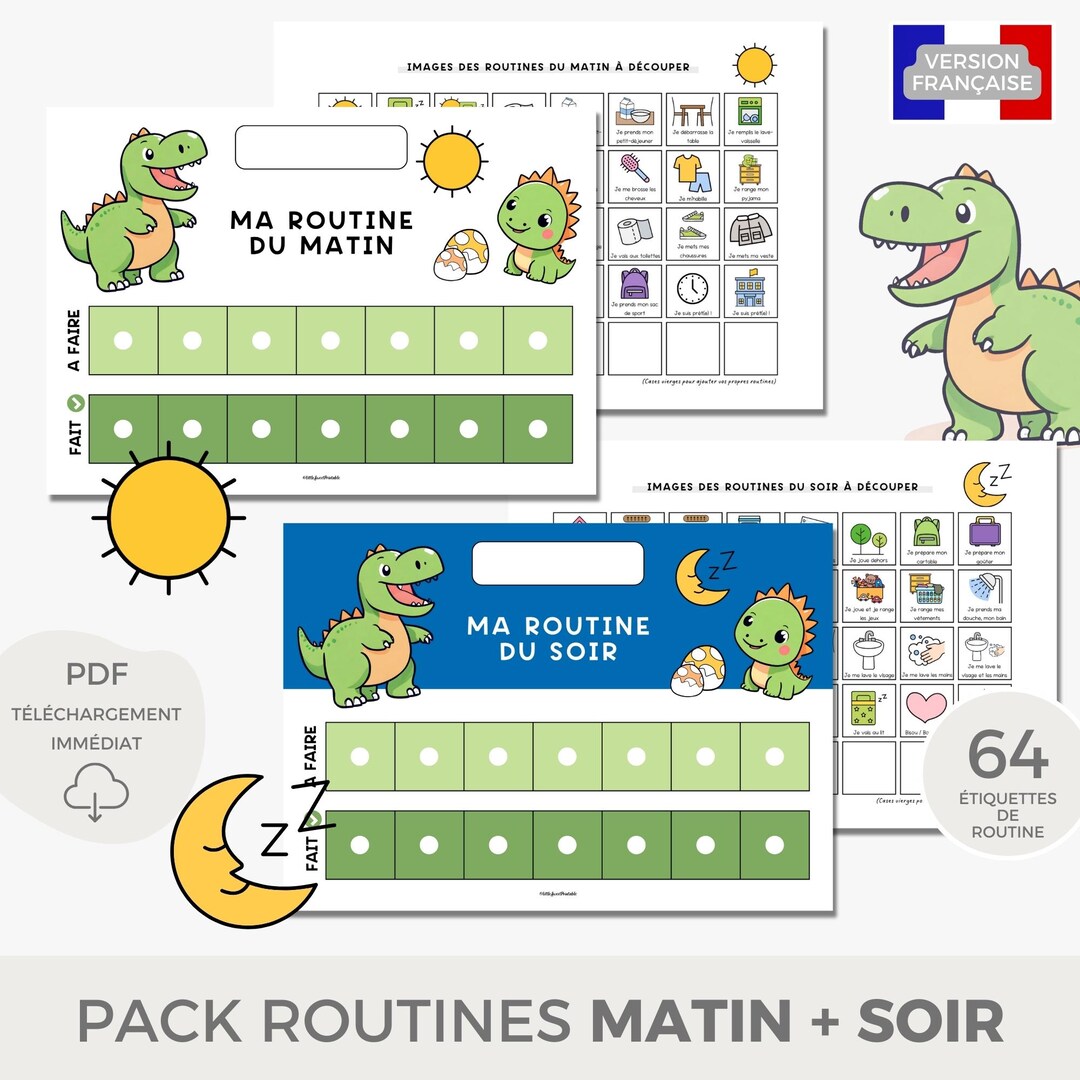 Morning and Bedtime Routine Chart, Routine Chart for Kids, Daily ...