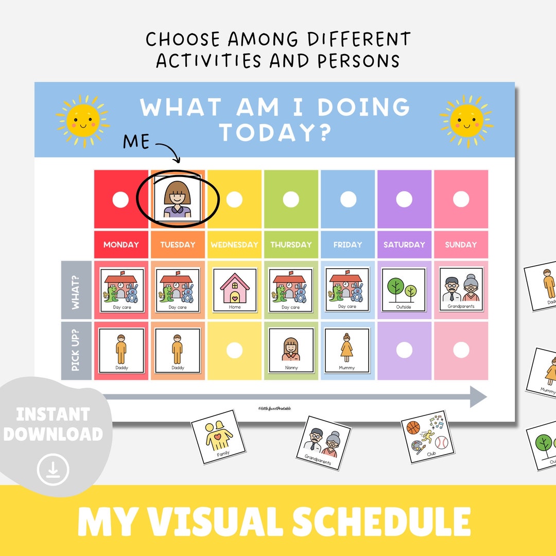 Printable Visual Timetable for Children, Day Timetable, Weekly Calendar ...