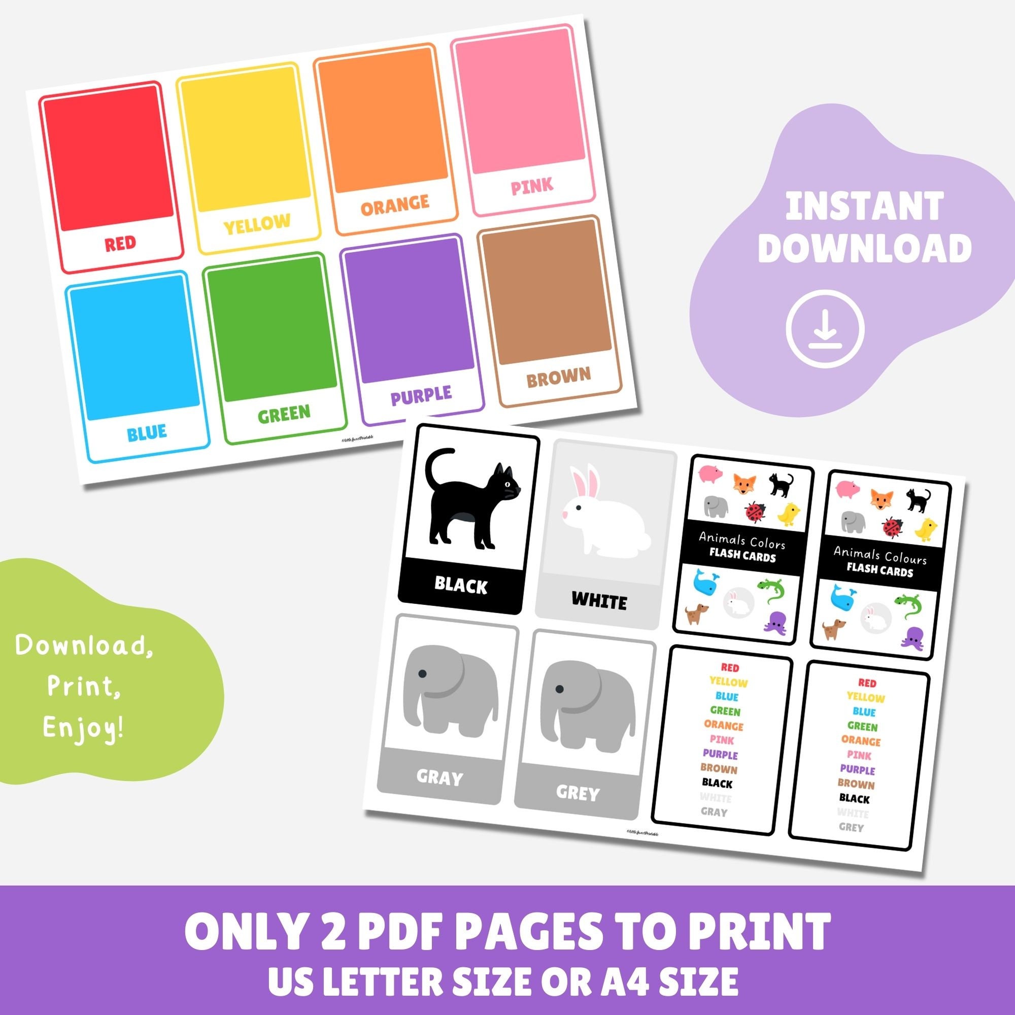 Colors Flashcards for Kids, Flashcards Printable, Color Flash Cards for ...
