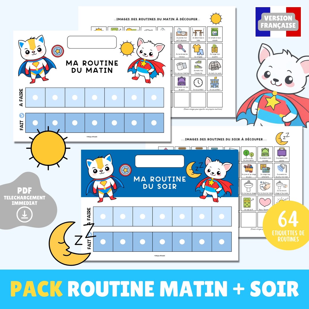 Morning and Bedtime Routine Chart, Routine Chart for Kids, Daily ...