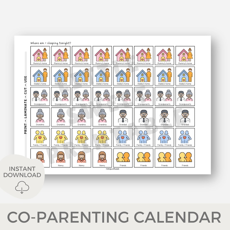 Co-parenting Weekly Calendar, Kid Visual Schedule, Child Custody ...