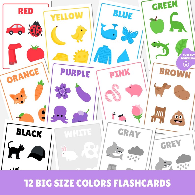 Color Cards, Colors Flashcards for Kids, Printable Flashcards ...
