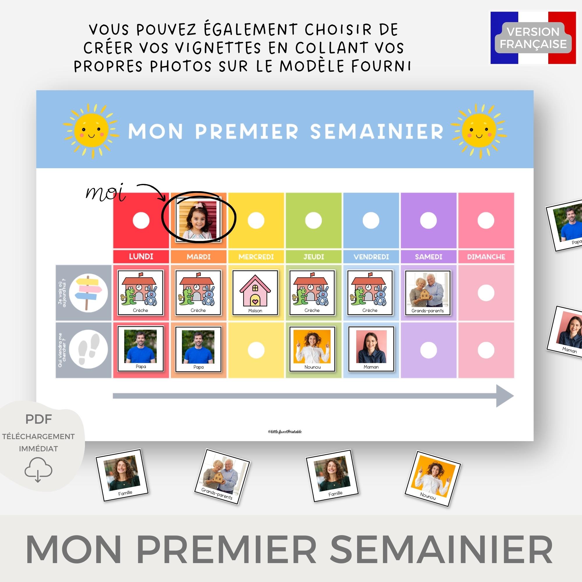Emploi du temps visuel imprimable pour enfant, Semainier enfant ...