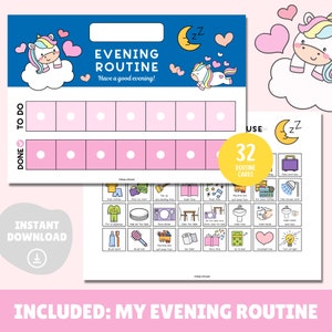 Morning and Bedtime Routine Chart, Kids Routine Chart, Reward Chart ...