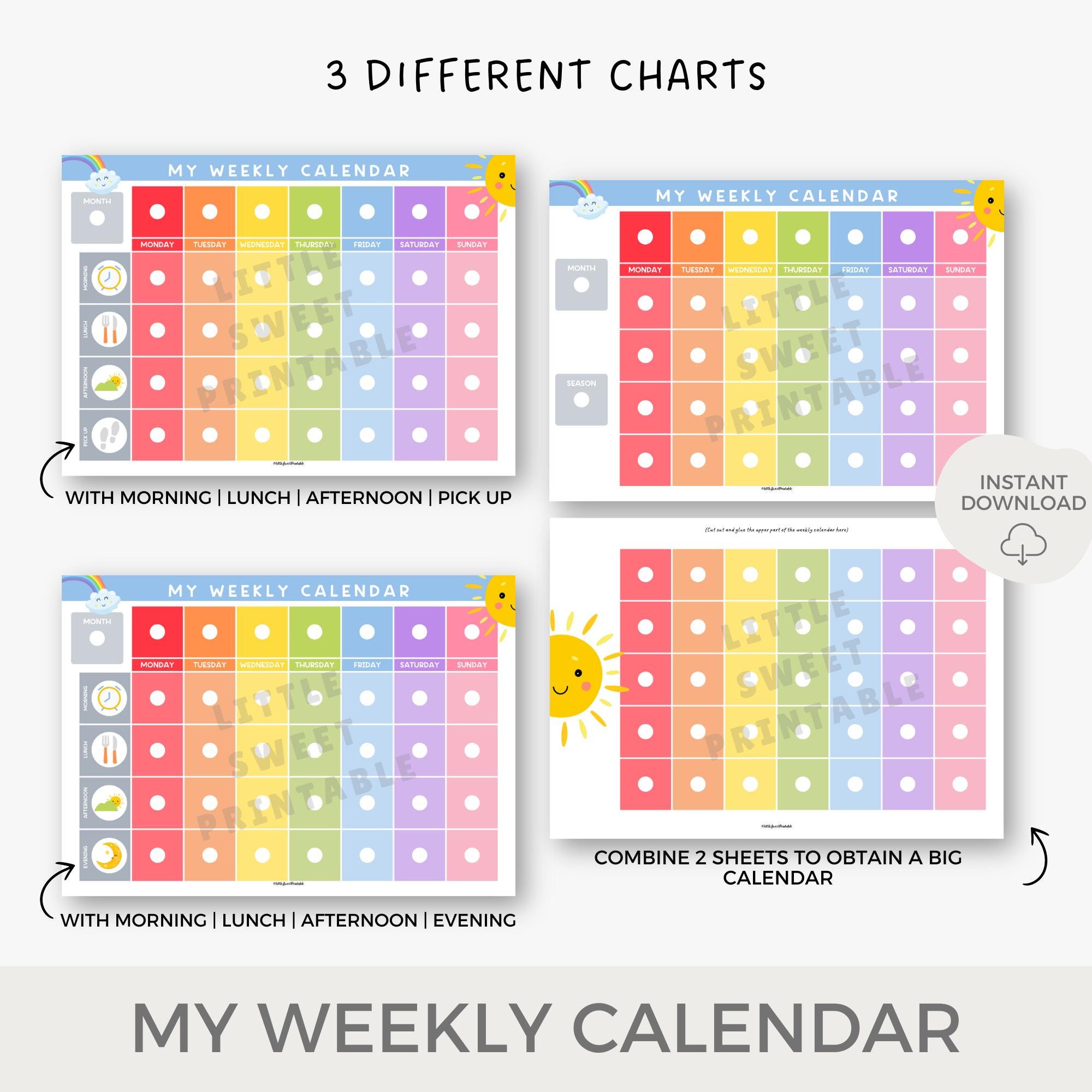 Weekly Visual Calendar, Weekly Schedule Kids, Visual Schedule, Daily ...