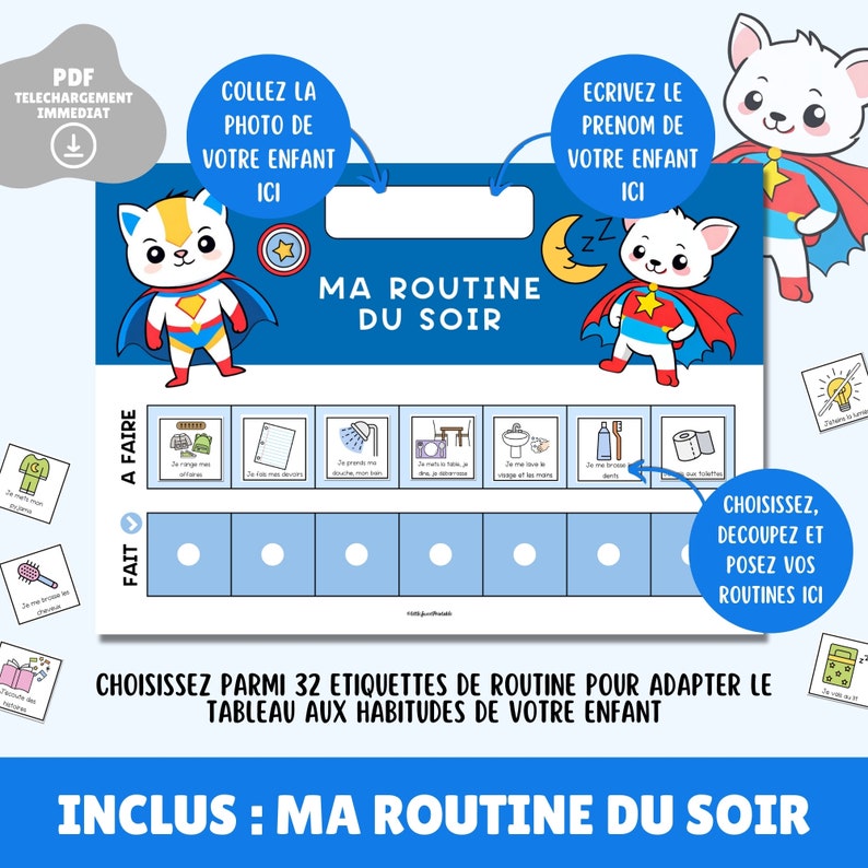 Morning and Bedtime Routine Chart, Routine Chart for Kids, Daily ...