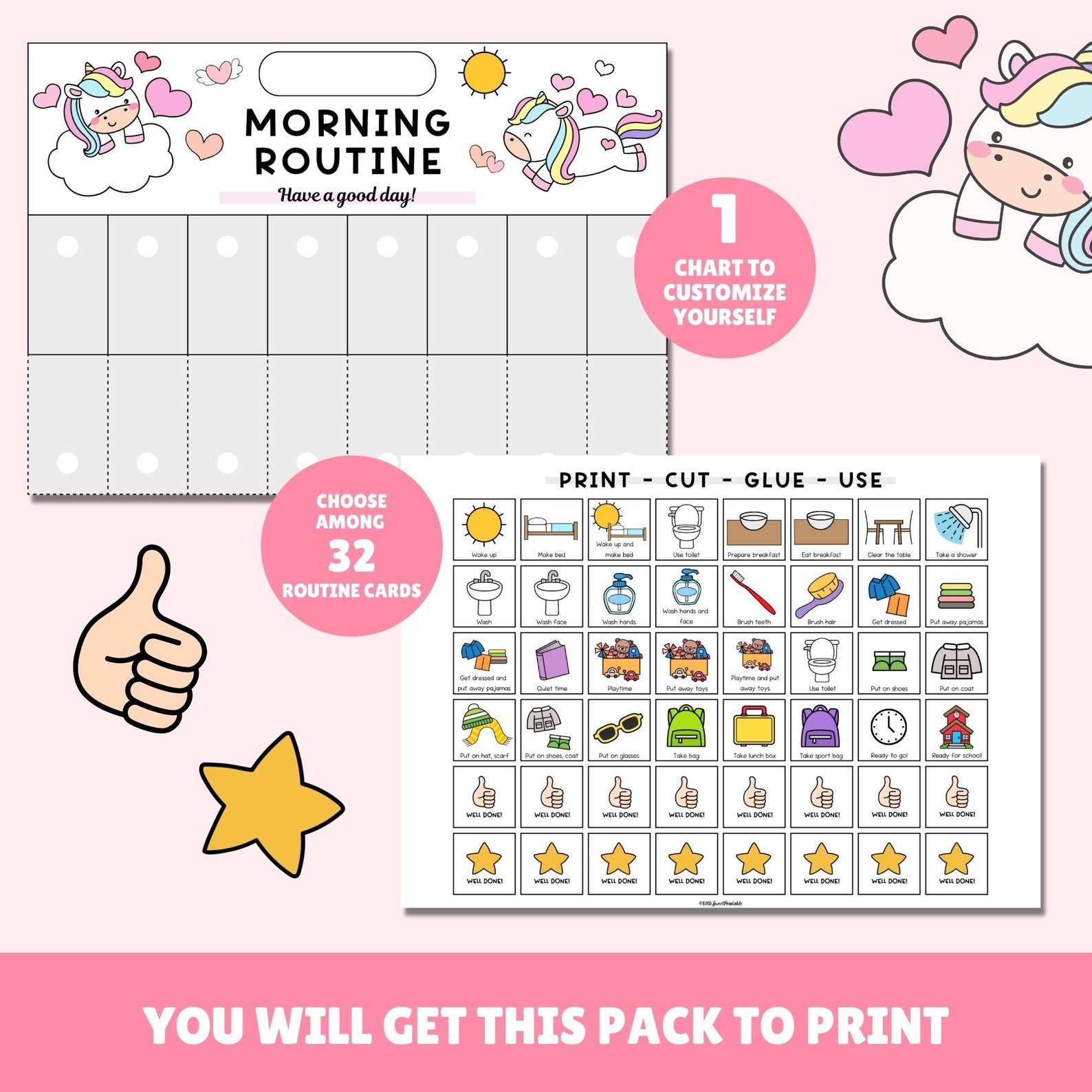 Morning Routine Printable for Kids Routine Chart for Toddler Tracker ...