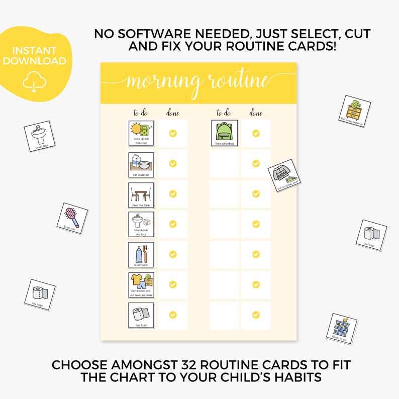 Morning and Evening Routine Chart, Routine Chart for Kids, Daily ...