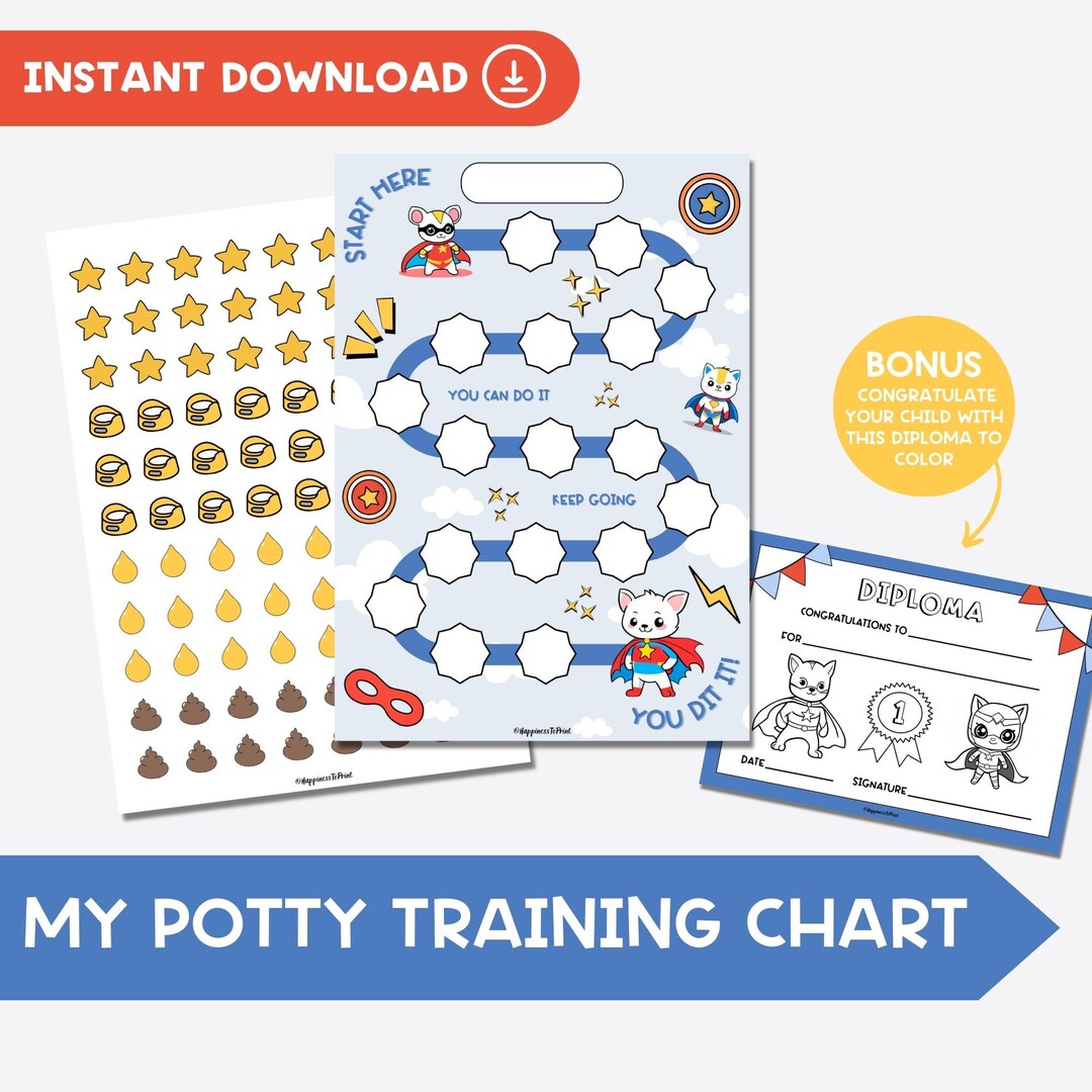 Potty Training Printable Chart for Kids Reward Behavior Chart for ...