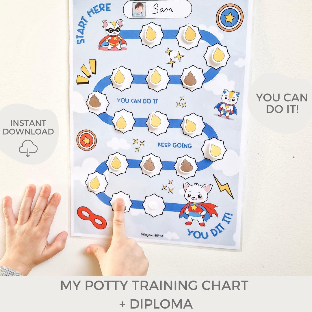 Potty Training Chart Printable, Toddler Potty Sticker Chart, Potty ...