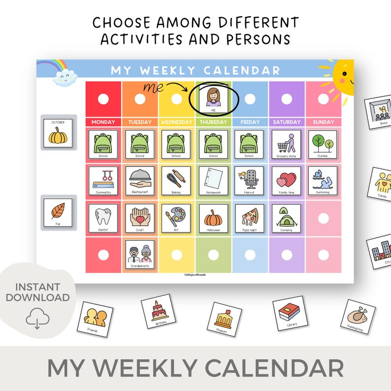Weekly Visual Calendar, Weekly Schedule Kids, Visual Schedule, Daily ...