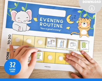 Bedtime Routine Chart, Visual Schedule for Kids, Toddler Routine ...