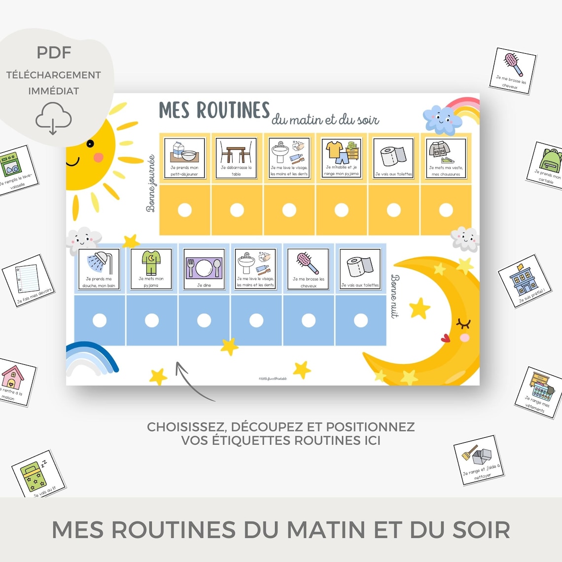 Morning and Evening Routine for Children, Children's Routine Chart ...