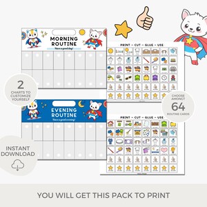 Morning and Bedtime Routine Flip Chart, Routine Chart for Toddlers ...