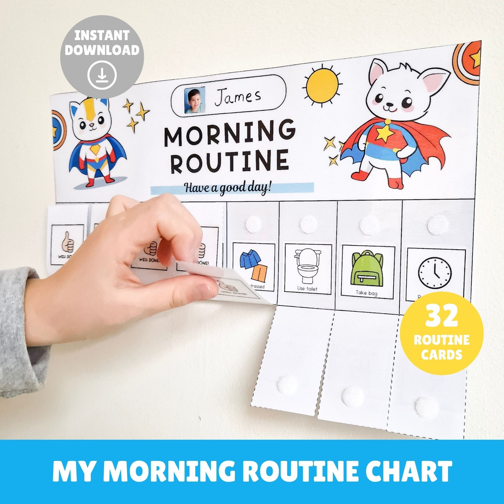 Morning Routine Printable for Kids Routine Chart for Toddler Tracker ...