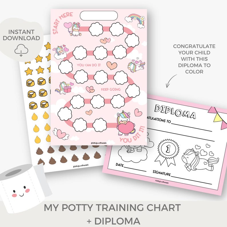 Potty Training Chart Printable, Toddler Potty Sticker Chart, Potty ...