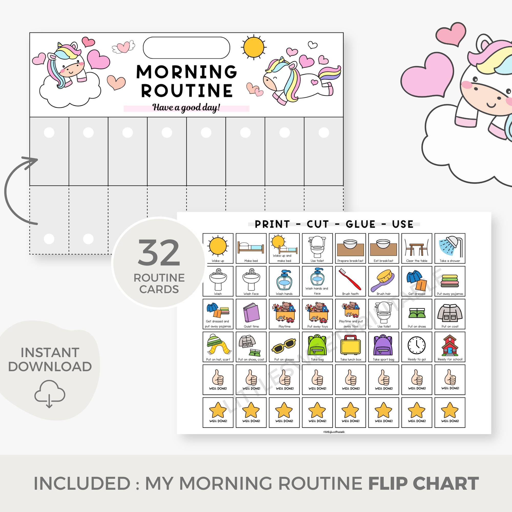 Morning and Bedtime Routine Charts for Kids, Routine Flip Charts ...