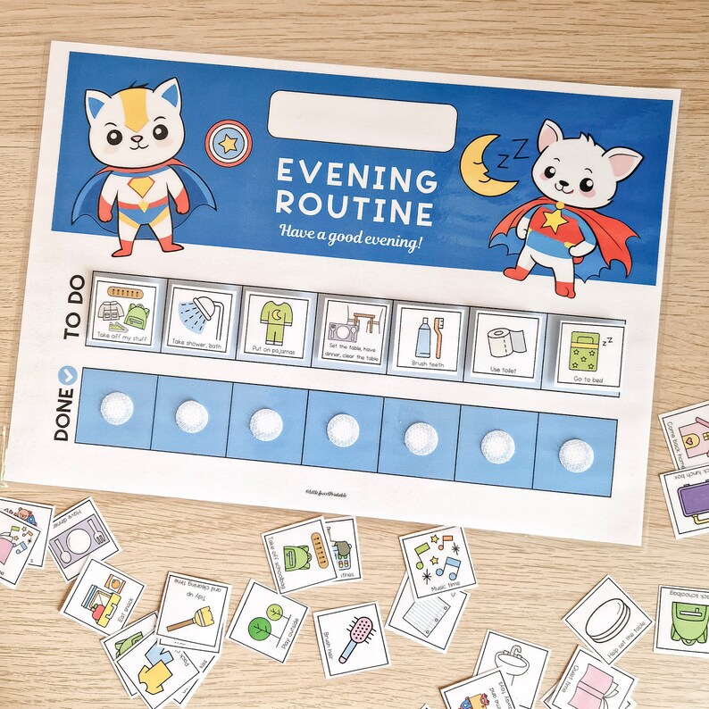 Bedtime Routine Chart, Visual Schedule for Kids, Toddler Routine ...