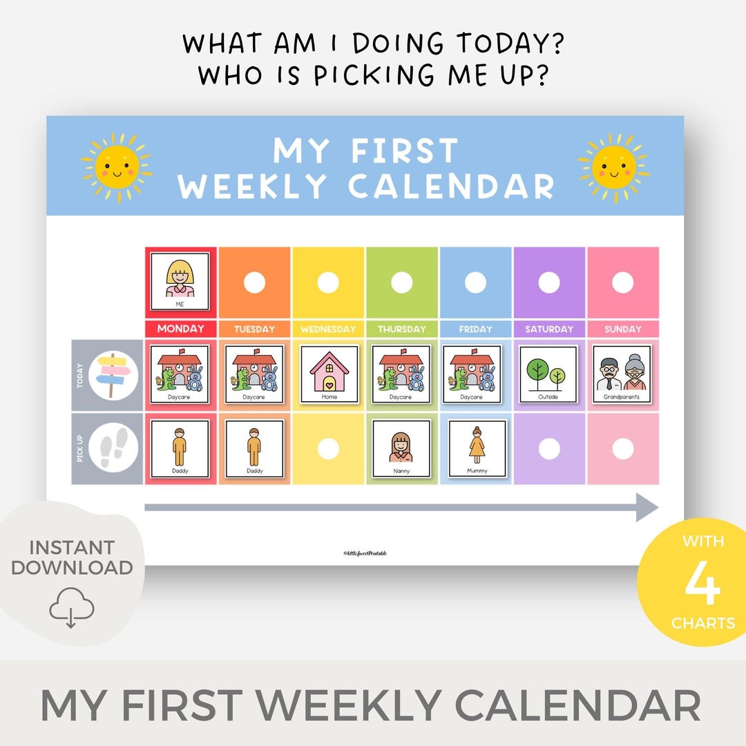 Weekly Visual Calendar, Toddler Visual Schedule, Daily Schedule, Weekly ...