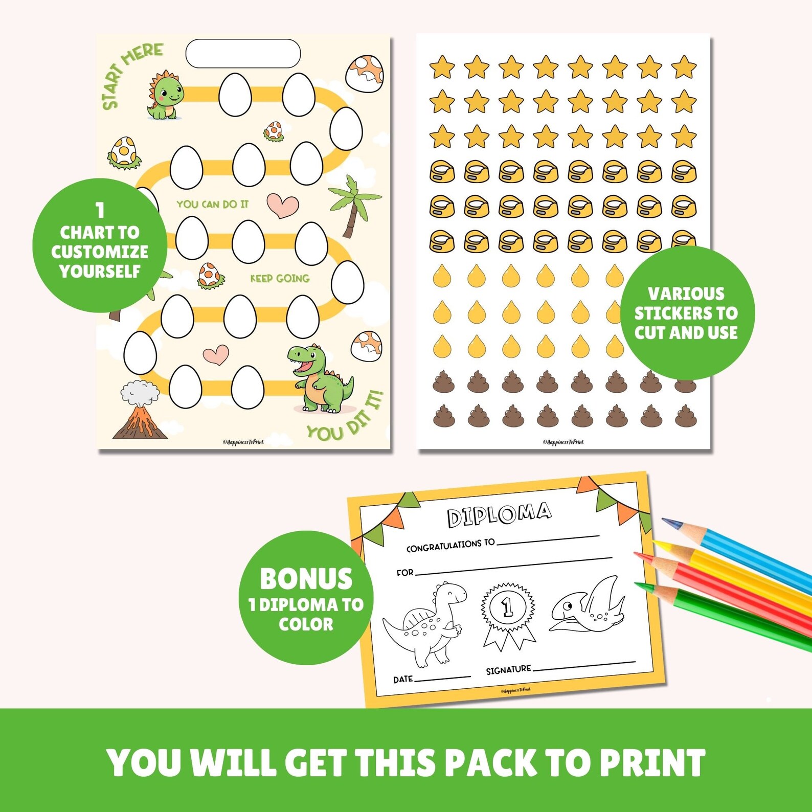 Potty Training Printable Chart for Kids Reward Behavior Chart for ...