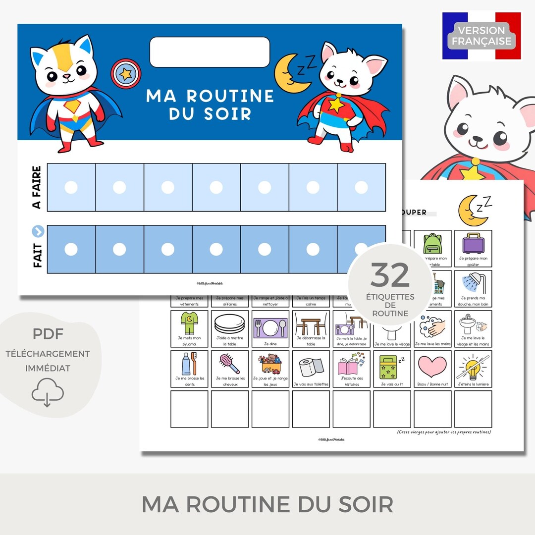 Bedtime Routine Chart, Visual Schedule for Kids, Toddler Routine ...