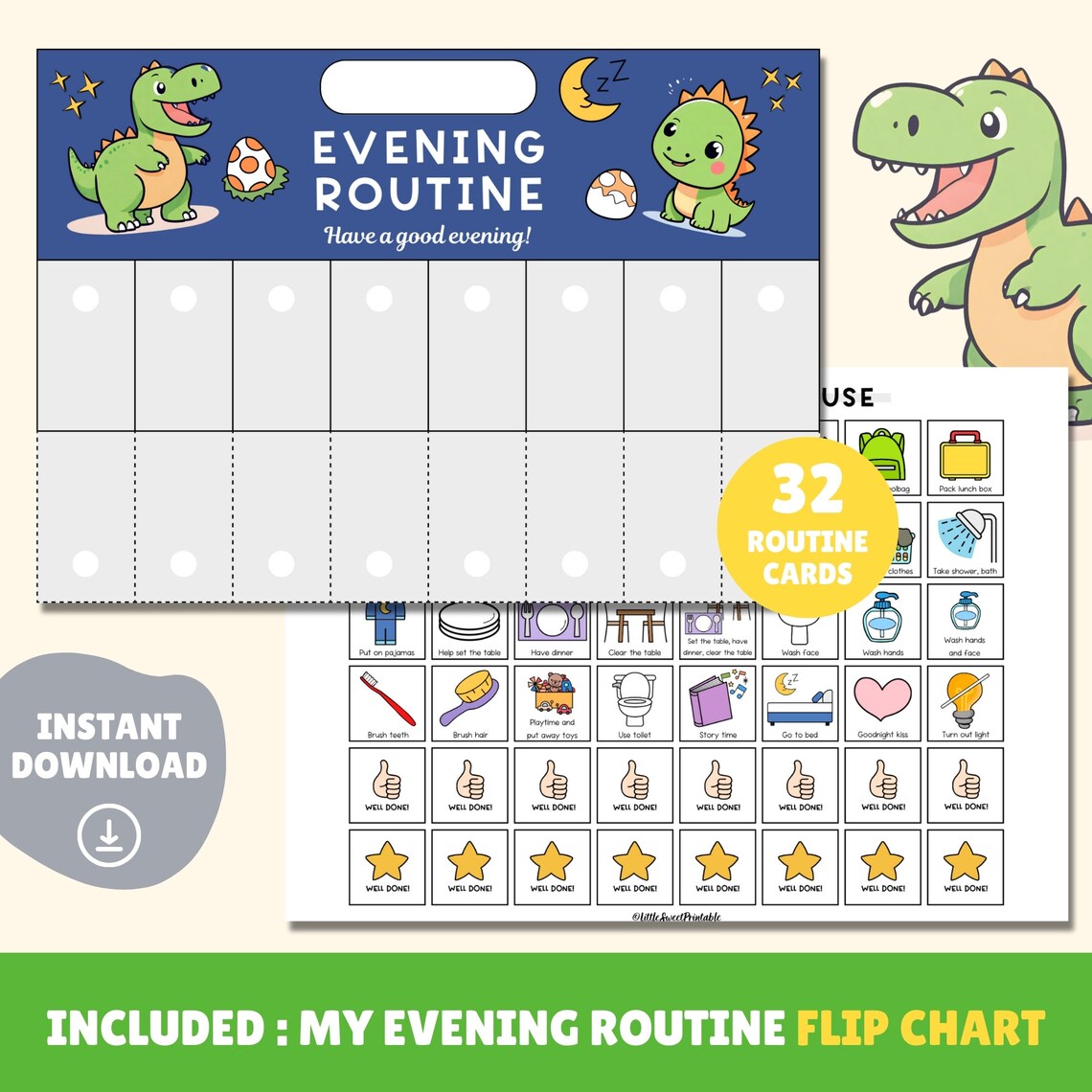 Morning and Bedtime Routine Flip Chart, Routine Chart for Toddlers ...