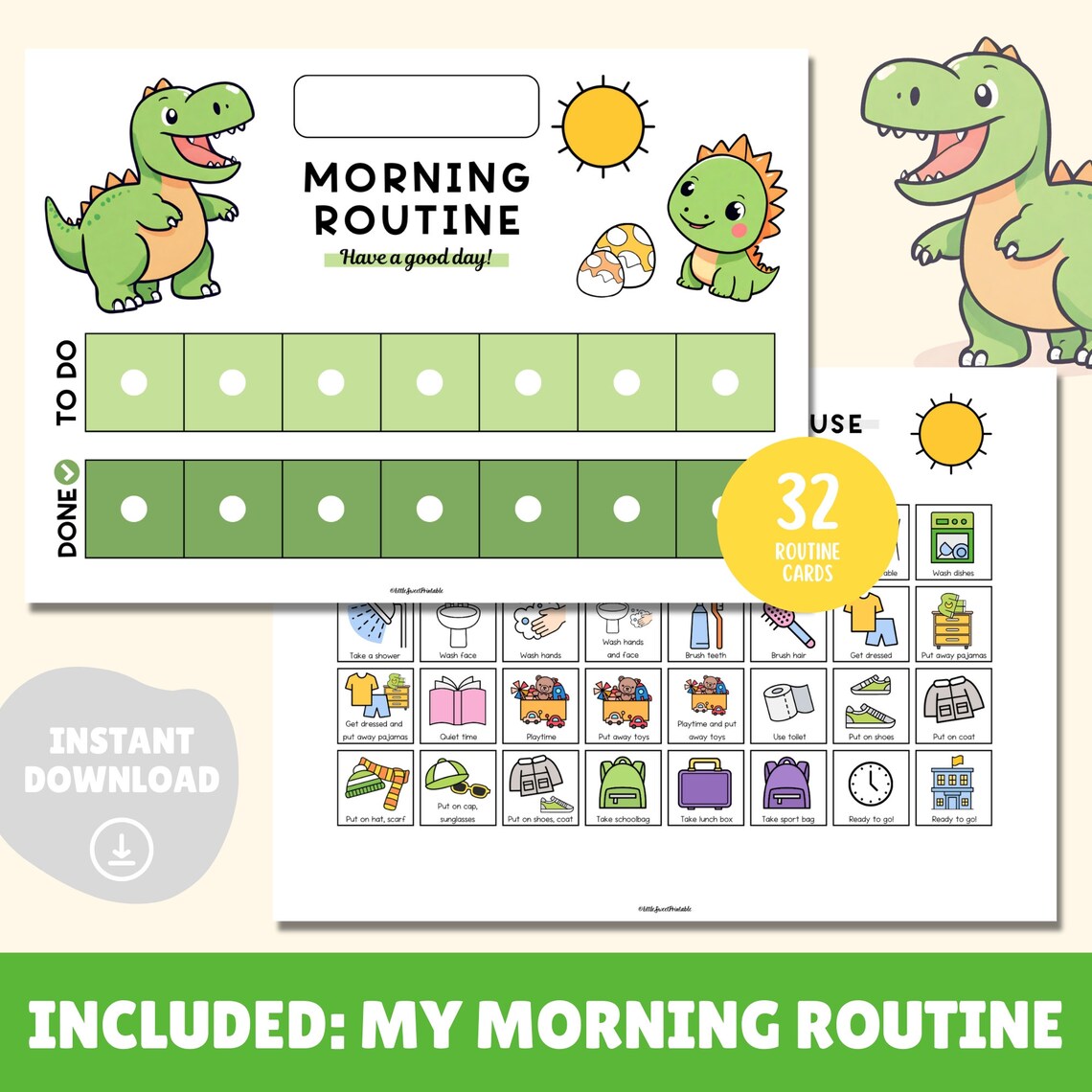 Morning and Bedtime Routine Chart, Routine Chart for Kids, Daily ...