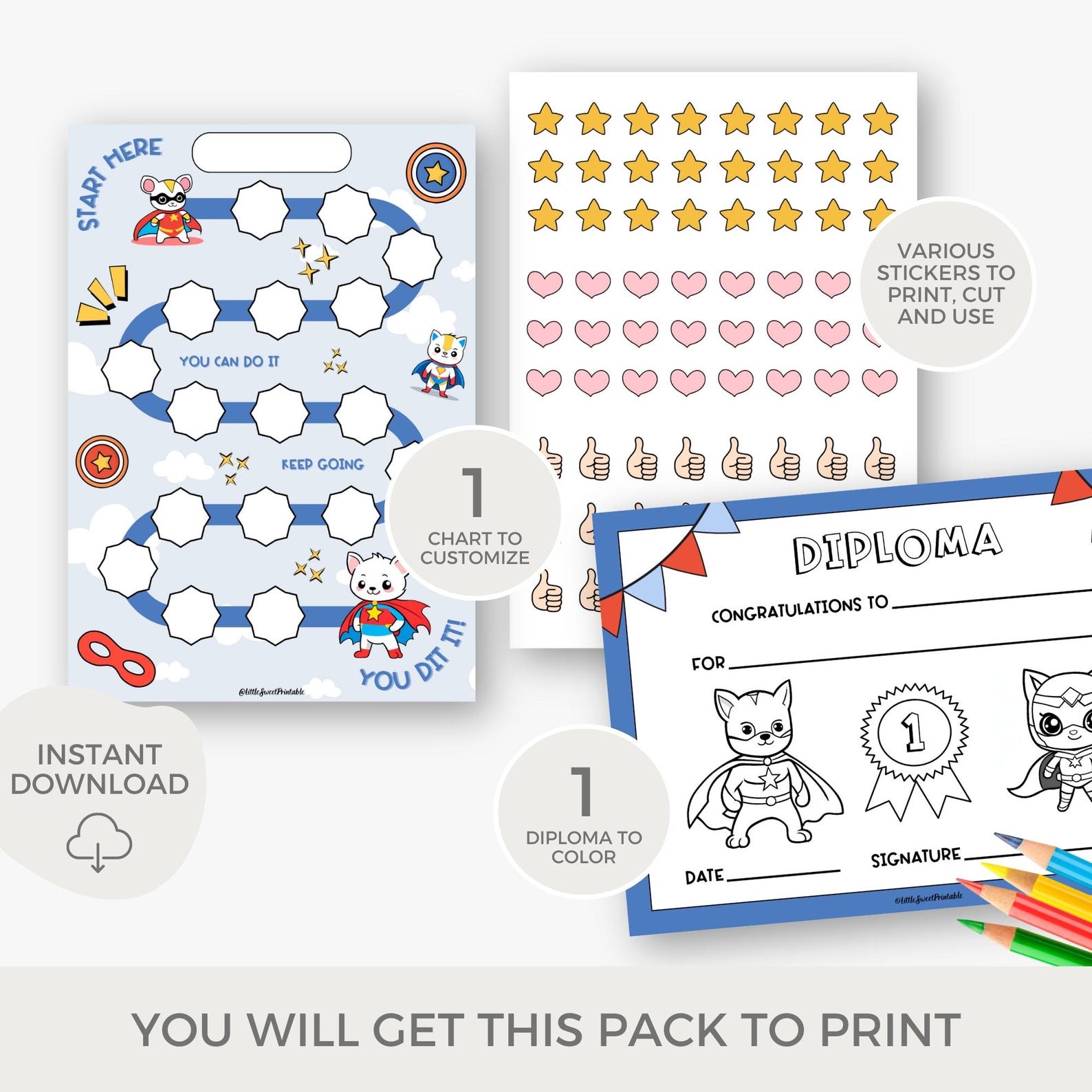 Reward Chart, Printable Reward Chart, Toddler Reward Chart, Sticker ...