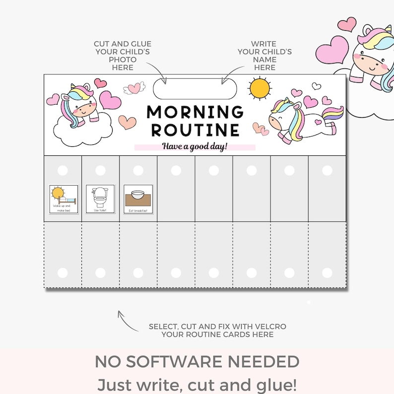 Morning Routine Printable for Kids, Routine Chart for Toddler ...