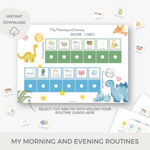 Morning and Bedtime Routine Chart, Routine Chart for Toddlers, Daily ...