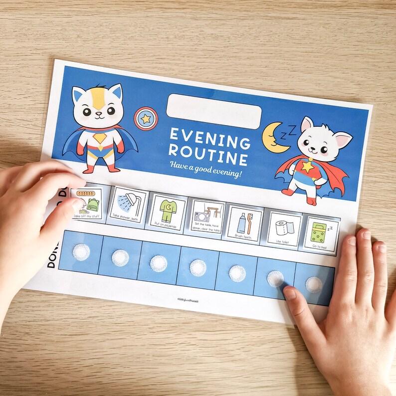 Bedtime Routine Chart, Visual Schedule for Kids, Toddler Routine ...