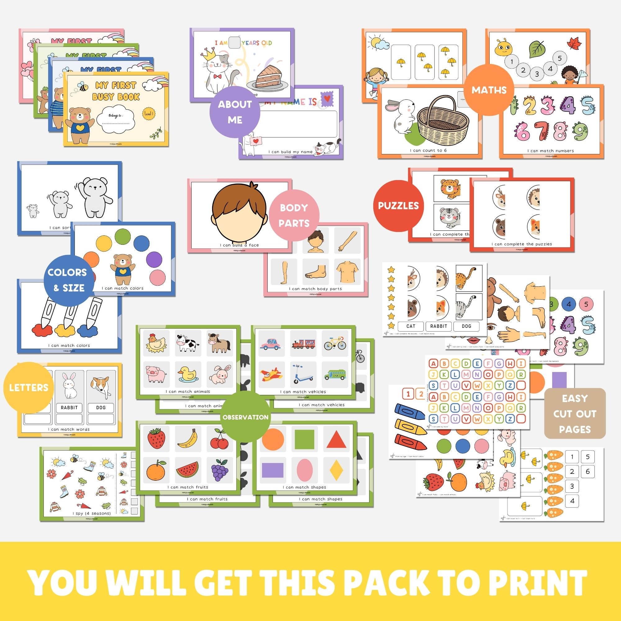 Toddler Printable Busy Book, My First Busy Book, Quiet Book Toddler ...