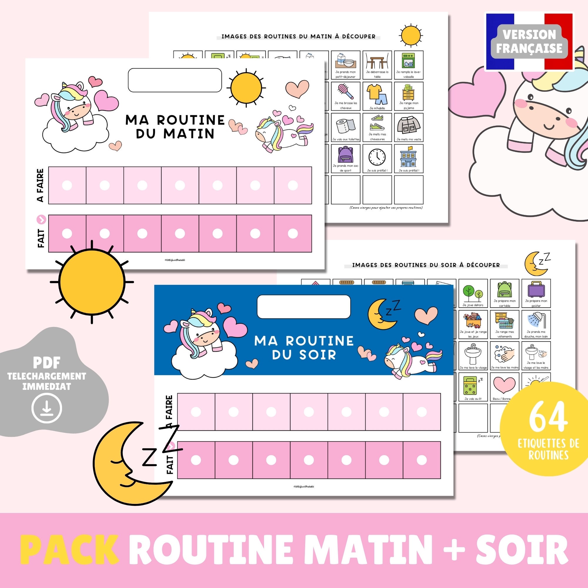 Morning and Bedtime Routine Chart, Routine Chart for Kids, Daily ...