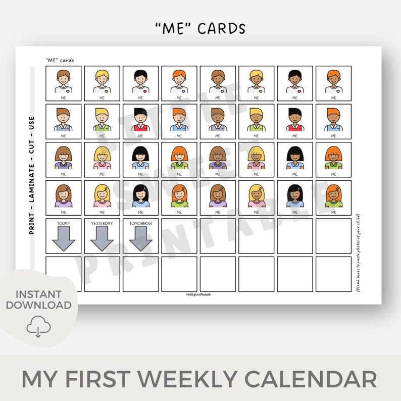 Weekly Visual Calendar, Toddler Visual Schedule, Daily Schedule, Weekly ...
